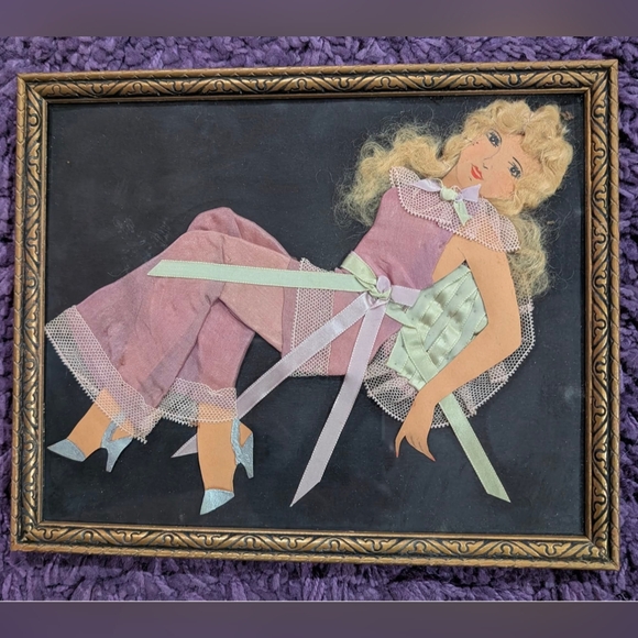 Other | Art Deco Glamour Posed Paper Doll Ribbon Lace Layered Framed ...